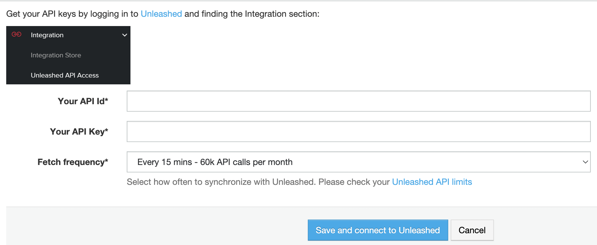 How to connect Unleashed